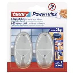 tesa POWERSTRIPS&reg; Klebehaken Large Oval Chrom Inhalt: 2 St.
