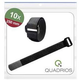 Quadrios 25CA571 Klettkabelbinder zum B&uuml;ndeln Haft- und Flauschteil (L x B) 250 mm x 20 mm Schwarz 10 St.