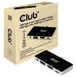 club3D CSV-1591 HDMI / USB-C&reg; / USB 2.0 / Klinke Adapter [1x USB-C&reg; Stecker - 4x HDMI-Buchse, USB-C&reg; Buchse (Power Delivery), USB 2.0 Buchse A, 3.5 mm-Buchse]