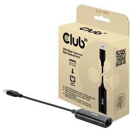 club3D CAC-1421 USB 3.2 Gen 1 (USB 3.0) / RJ45 Adapter [1x USB-A Stecker - 1x RJ45-Buchse] Schwarz 12 cm