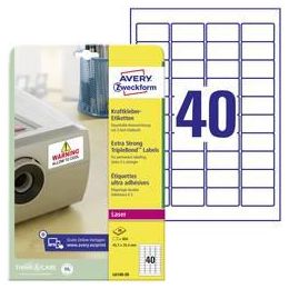 Avery-Zweckform L6140-20 Kraftkleber-Etiketten 45.7 x 25.4 mm Polyester-Folie Wei&szlig; 800 St. Permanent haftend Farblaserdrucker, Laserdrucker, Farbkopierer,