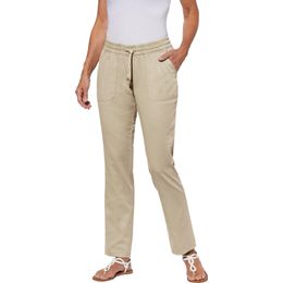Damen Schlupfjeans mit gesmoktem Bund sand, Gr&ouml;&szlig;e 23