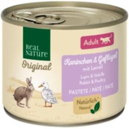 REAL NATURE Original Nassfutter Katze, Adult Kaninchen und Gefl&uuml;gel mit Lein&ouml;l 24x200 g
