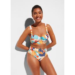 bonprix B&uuml;gel Bikini mit Highwaist-Bikinihose (2-tlg.Set), wei&szlig;, Gr.42D (80), Modischer Balconette Bikini mit Softcups und hoch geschnittener Bikinihose