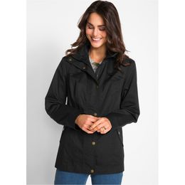 bonprix Jacke mit Stehkragen, schwarz, Gr.48, Komfortable Jacke mit komfortablen Seitentaschen, 100% Baumwolle
