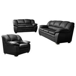 Polstergarnitur COTTA "Casino, Sofa Set, 3-2-1 Sitzer, Wohnzimmer Garnitur", schwarz, H:88cm T:92cm, FSC-zertifizierter Holzwerkstoff, Sitzm&ouml;bel-Sets, Sessel, 2-Sitzer, 2,5-Sitzer, hohe R&uuml;ckenlehne