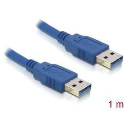 Delock USB-Kabel USB 3.2 Gen1 USB-A Stecker, USB-A Stecker 1.00 m Blau vergoldete Steckkontakte 82534