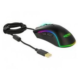 Delock 12670 Ergonomische Maus USB Optisch Schwarz 6 Tasten 10000 dpi