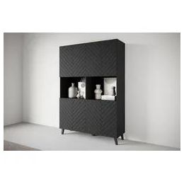 Highboard Home Affaire "Phuket, Front MDF", schwarz (graphite schwarz matt, graphite schwarz matt mdf), B:120cm H:168cm T:39cm, FSC-zertifizierter Holzwerkstoff, Holzwerkstoff, Kunststoff, MDF, Sideboards, Highboard, Moderne Hochkommode ohne Griffe mit 10 F&auml;chern, Breite 120 cm