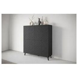 Highboard Home Affaire "Phuket, Front MDF", schwarz (graphite schwarz matt, mdf), B:120cm H:128cm T:39cm, Sideboards, Highboard, moderne Kommode mit 4 T&uuml;ren und 8 F&auml;chern, Breite 120 cm
