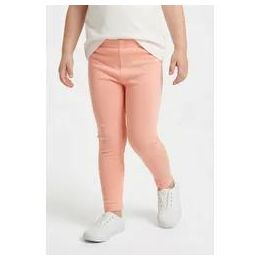 Leggings happy girls, M&auml;dchen, Gr. 110, N-Gr, pink (salmon pink), Strick, Obermaterial: 60% Polyester, 35% Baumwolle, 5% Elasthan, unifarben, eng kn&ouml;chellang, Hosen Leggings, w&auml;rmend und elastisch