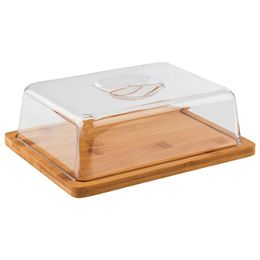 Servier-Set APS "Bambus-Tablett mit Haube", transparent, B:18,5cm H:8cm L:24cm, Holzwerkstoff, Kunststoff, Servierplatten