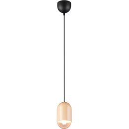 REALITY LEUCHTEN Pendelleuchte "NARA, H&auml;ngelampe inkl. Leuchtmittel 1x E27 806 Lumen 2700K warmwei&szlig;", holzfarben, schwarz, 1, &Oslash; 10,5cm H: 150cm, 2 Stk., Leuchten, H&auml;ngeleuchte in schlichtem Design &Oslash; 11cm, Leuchtmittel wechselbar, Pendelleuchte