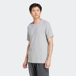 T-Shirt adidas originals "TREFOIL ESSENTIALS WAFFLE", Herren, Gr. L, grau (medium grau heather), Obermaterial: 54% Polyester, 46% Baumwolle, Shirts T-Shirt, sportlicher Stil, regul&auml;re Passform, f&uuml;r Laufen, mit Waffelstruktur
