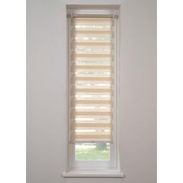 bonprix Schnurloses Doppelrollo in Leinen-Optik, beige, Gr.130x120 cm, Moderner Sichtschutz mit praktischer Funktion!