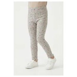 Strickleggings happy girls, M&auml;dchen, Gr. 122, N-Gr, grau (grau melange), Feinstrick, Obermaterial: 60% Polyester, 35% Baumwolle, 5% Elasthan, bedruckt, slim fit normal, Hosen Strickleggings, im s&uuml;&szlig;en Herzchen-Allover