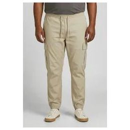 Jack & Jones PlusSize Cargohose "JPSTKANE DYLAN CUFFED CARGO RET PLS", Herren, Gr. 40(XXXL), L&auml;nge 30, crockery, Web, Obermaterial: 98% Baumwolle, 2% Elasthan, JACK & JONES PLUSSIZE, unifarben, relaxed fit lang, Hosen Cargohose, Baumwollmischung, relaxed fit