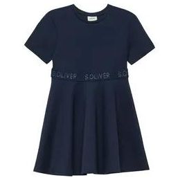 Sommerkleid s.Oliver JUNIOR, M&auml;dchen, Gr. 110, N-Gr, blau (dunkelblau), Web, Obermaterial: 70% Viskose, 26% Polyamid, 4% Elasthan, unifarben, regular fit normal, Rundhals, Kleider Sommerkleid, mit Logo-Glitzertape
