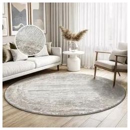 Teppich Sanat "Harmony 3215, auch als L&auml;ufer", beige, H:12mm &Oslash;:200cm, Kunstfaser, Teppiche, Teppich, weicher Kurzflorteppich, meliert, Wohnzimmer, Schlafzimmer