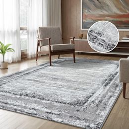 Teppich Sanat "Harmony 3215, auch als L&auml;ufer", grau (hellgrau), B:80cm H:12mm L:150cm, Kunstfaser, Teppiche, Teppich, Wohnzimmer, Kurzflor, modern, Bord&uuml;re, Schlafzimmer