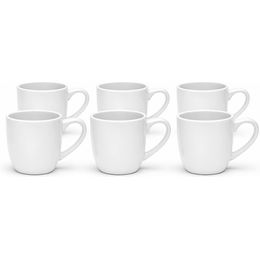 Becher Van Well "Kaffeebecher 350 ml Malm&ouml;, 6 St&uuml;ck", wei&szlig;, B:12cm H:10,4cm &Oslash;:8,3cm, Steingut, Trinkgef&auml;&szlig;e, Becher, sp&uuml;lmaschinen- und mikrowellengeeignet