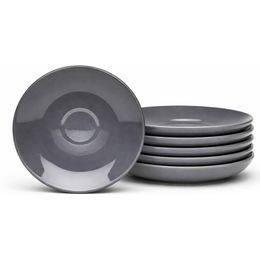 Untertasse Van Well "Malm&ouml; Kaffee-Untertasse 14,5 cm, 6 St&uuml;ck", anthrazit, H:2cm &Oslash;:15cm, Steingut, Speiseteller, Teller Set, Steingut, sp&uuml;lmaschinen-/mikrowellengeeignet