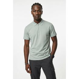 Poloshirt Selected "SLHFAVE ZIP SS POLO NOOS", Herren, Gr. L, aqua gray, Jersey, Obermaterial: 50% Baumwolle, 50% Polyester, unifarben, regular fit normal, ohne Ausschnitt, Shirts, Baumwollmischung, regular fit
