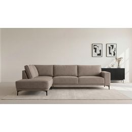 Ecksofa OTTO HOME "Casina", beige (liver), B:289cm H:85cm T:210cm, 90%Polyester, 10% Nylon, Sofas, Ecksofa, mit abgerundeter Ottomane, in einem weichen Chenille-Stoff