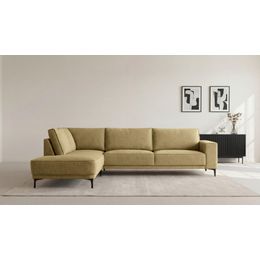 Ecksofa OTTO HOME "Casina", gold (brass), B:289cm H:85cm T:210cm, 90%Polyester, 10% Nylon, Sofas, Ecksofa, mit abgerundeter Ottomane, in einem weichen Chenille-Stoff