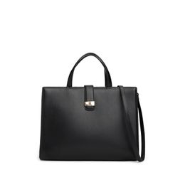 Satchel Tommy Hilfiger "TH HERITAGE SATCHEL", Damen, Gr. B/H/T: 36,5cm x 27cm x 13,5cm, schwarz, Lederimitat, Taschen, Damen Tragetasche, Umh&auml;ngetasche, Schultertasche mit RV-Innentasche