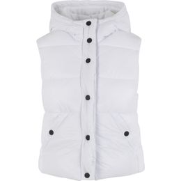 Steppweste Urban Classics "Urban Classics Ladies Recycled Shiny Puffer Vest with Hood", Damen, Gr. M, wei&szlig;, 100% Polyamid, Westen Steppweste