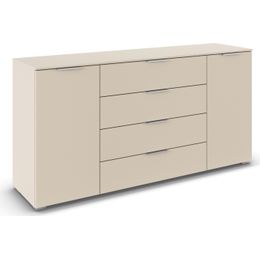 Kombikommode Rauch "Sideboard T&uuml;rkommode Schubladenkommode Kommode ASTANA", beige (champagner), B:160cm H:81cm T:42cm, Holzwerkstoff, Sideboards, Kombikommode, 2-t&uuml;rig, 4 ger&auml;umige Schubladen, Kantengriff Alufarben MADE IN GERMANY