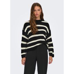 Jacqueline de Yong Strickpullover JDY "JDYJUSTY L/S STRIPE PULLOVER KNT NOOS", Damen, Gr. XL, schwarz (schwarz stripes:eggnog), Strick, Obermaterial: 100% Polyacryl, gestreift, normal, Rundhals, Rippstrickb&uuml;ndchen, Pullover Strickpullover