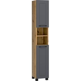 Hochschrank Welltime "CADIZ, ged&auml;mpfte Scharniere", matt grau, B:30cm H:180cm T:35cm, MDF, Schr&auml;nke, Hochschrank
