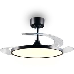 REALITY LEUCHTEN LED Deckenleuchte "KASFJORD mit Ventilator, Deckenventilator mit Licht inklFernbedienung", schwarz matt, 1, &Oslash; 106cm H: 35cm, 1 Stk., Leuchten, 6 Geschwindigkeiten Timer Vor- & R&uuml;cklauf LED dimmbar CCT Nachtlicht, LED Deckenleuchte