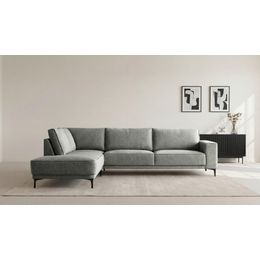 Ecksofa OTTO HOME "Casina", grau (dolphin), B:289cm H:85cm T:210cm, 90%Polyester, 10% Nylon, Sofas, Ecksofa, mit abgerundeter Ottomane, in einem weichen Chenille-Stoff