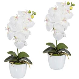 Kunstpflanze Creativ green "Orchidee Phalaenopsis", wei&szlig;, H:40cm, Kunststoff, Polyester, Kunstpflanzen, Kunstpflanze, im Keramiktopf