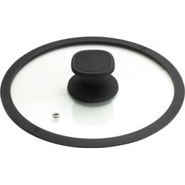 Pinti Inox Deckel PINTINOX "Pinti Pro", schwarz (transparent, edelstahlfarben, schwarz), &Oslash;:26cm, Edelstahl, Glas, Kunststoff, Deckel, Topfdeckel, mit Kunsttoffknaupf, sp&uuml;lmaschinengeeignet