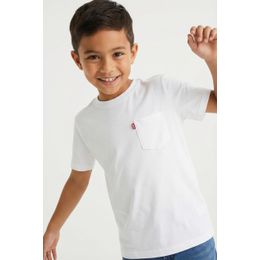 T-Shirt LEVI'S KIDS "LVB SUNSET POCKET TEE", Jungen, Gr. 4 (104), wei&szlig; (hellwei&szlig;), Jersey, Obermaterial: 60% Baumwolle, 40% Polyester, normal, Rundhals, Shirts T-Shirt, mit Brusttasche, for Boys