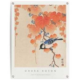 Poster Reinders "Ohara Koson Great tit", orange (farbe bild(er): orange), B:60cm H:80cm T:0,1cm, Leinwand, Bilder, Poster, Outdoor f&uuml;r Garten oder Balkon