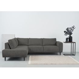Ecksofa Home Affaire "Fumone, Lederoptik oder Soft-Touch Chenille", schwarz (onyx), B:260cm H:83cm T:200cm, 90% PES; 10% NY, Sofas, Ecksofa, Breite 260, mit schwarzen Massivholzf&uuml;&szlig;en