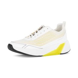 Keilsneaker ROLLINGSOFT, Damen, Gr. 38, wei&szlig;, gelb, Synthetik, Textil, Schuhe, Schn&uuml;rschuh, Halbschuh mit rollingsoft-Laufsohle, G-Weite