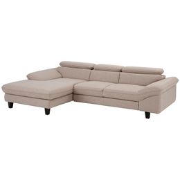 Ecksofa Home Affaire "Pilot L-Form", sand, B:268cm H:73cm T:108cm, 100% Polyester, Feinstruktur 75000 Scheuertouren, Struktur 35000 Scheuertouren, Microfaser 40000, Sofas, Ecksofa, mit Kopfteilverstellung, wahlweise mit Bettfunktion & Bettkasten