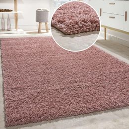 Teppich Paco Home "Twister 500", pink, B:160cm H:44mm L:220cm, Kunstfaser, Teppiche, Teppich, Uni Hochflor Shaggy mit hoher Fadendichte