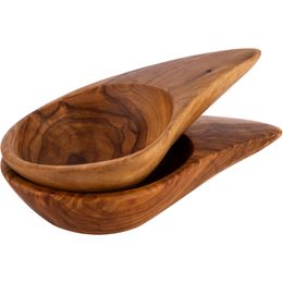 Dipschale APS "OLIVE", braun, B:8cm H:2,5cm L:12,5cm, Holzwerkstoff, Sch&uuml;sseln, Dipschale, ge&ouml;ltes Olivenholz, jedes Teil ein Unikat