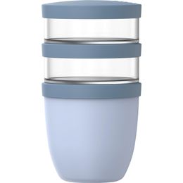Mepal Ellipse Lunchpot 3-teilig mit drei getrennten F&auml;chern und auslaufsicher 500 ml und 2x 200 ml nordic blue - Lebensmittelbeh&auml;lter / Vorratsdosen