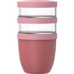 Mepal Ellipse Lunchpot 3-teilig mit drei getrennten F&auml;chern und auslaufsicher 500 ml, 200 ml und 200 ml vivid mauve - Lebensmittelbeh&auml;lter / 