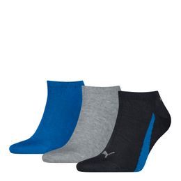 Sneakersocken Puma "Puma UNISEX LIFESTYLE SNEAKERS 3P", Herren, Gr. 35-38, blau (navy, grau, strong blau), Baumwollmischung, Socken Sneakersocken, Flache Zehennaht, Rippenb&uuml;ndchen