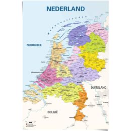 Poster Reinders "Poster Schulkarte Niederlande Niederl&auml;ndisch - Niederl&auml;ndischer Text", bunt (farbe bild(er): mehrfarbig), B:61cm H:91,5cm, Papier, Bilder, Poster