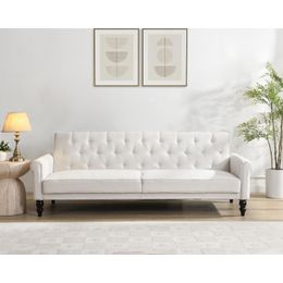 Schlafsofa DOREL HOME "Tyne", creme, B:222cm H:82cm T:83cm, 100% Polyester, Sofas, Schlafsofa